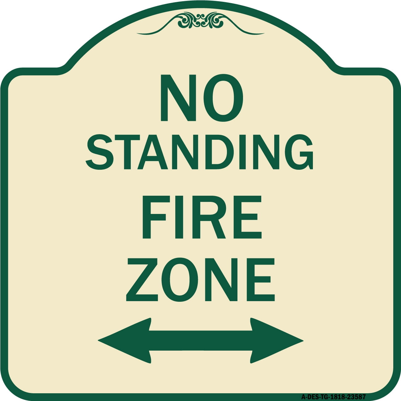 SignMission Designer Series Sign - No Standing Fire Zone with ...