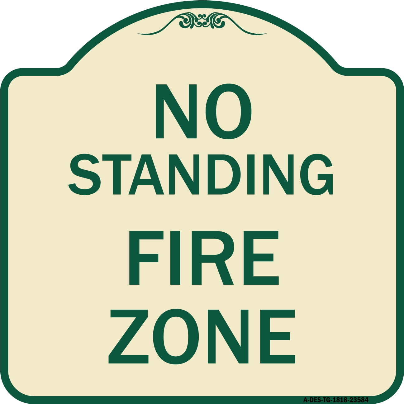 SignMission Designer Series Sign - No Standing Fire Zone | Tan & Green ...