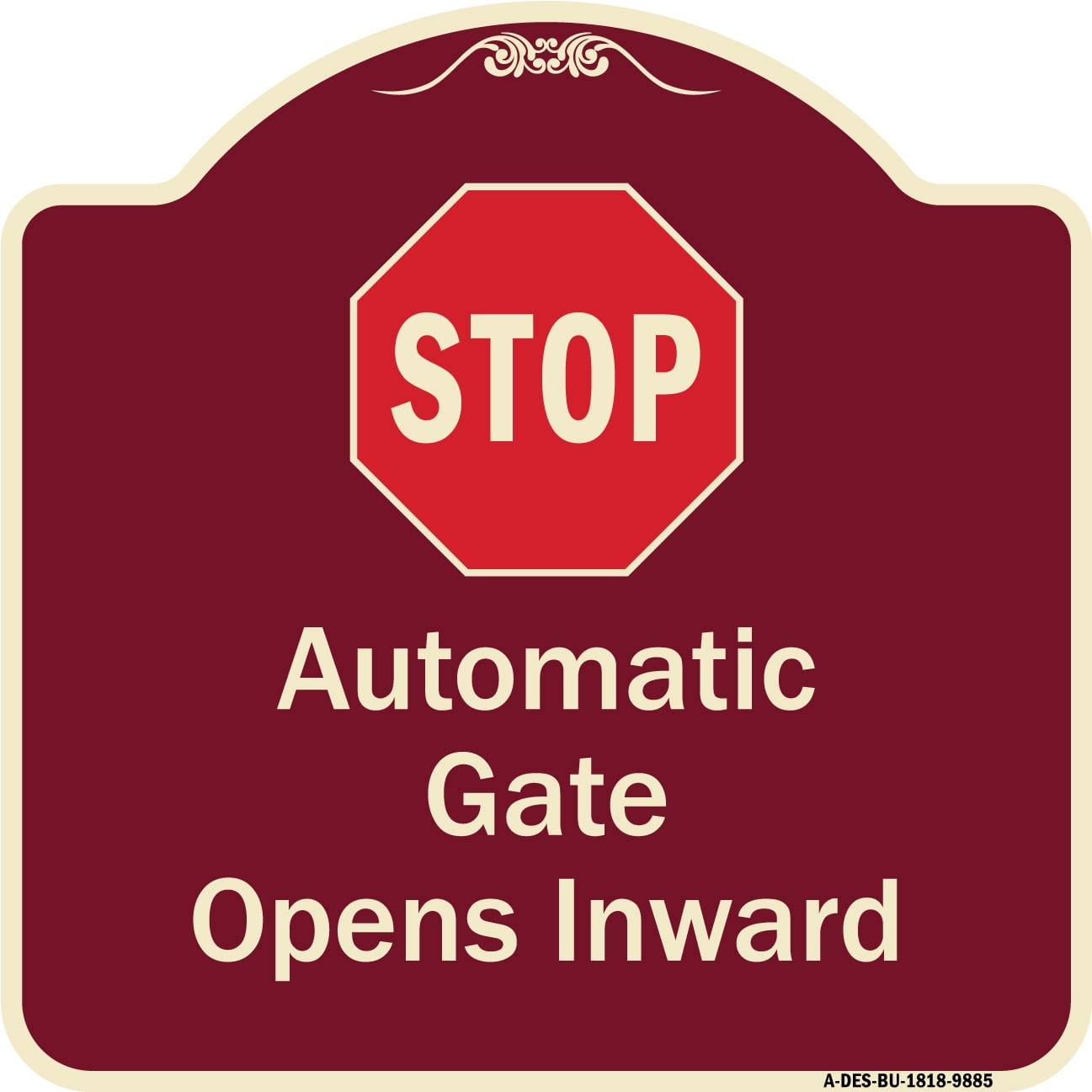 SignMission Designer Series Sign - Stop, Automatic Gate, Opens Inward ...