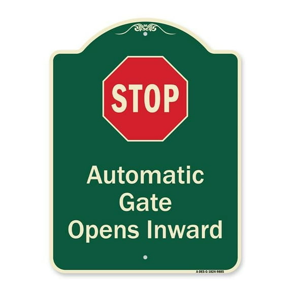 SignMission Designer Series Sign - Stop , Automatic Gate , Opens Inward ...