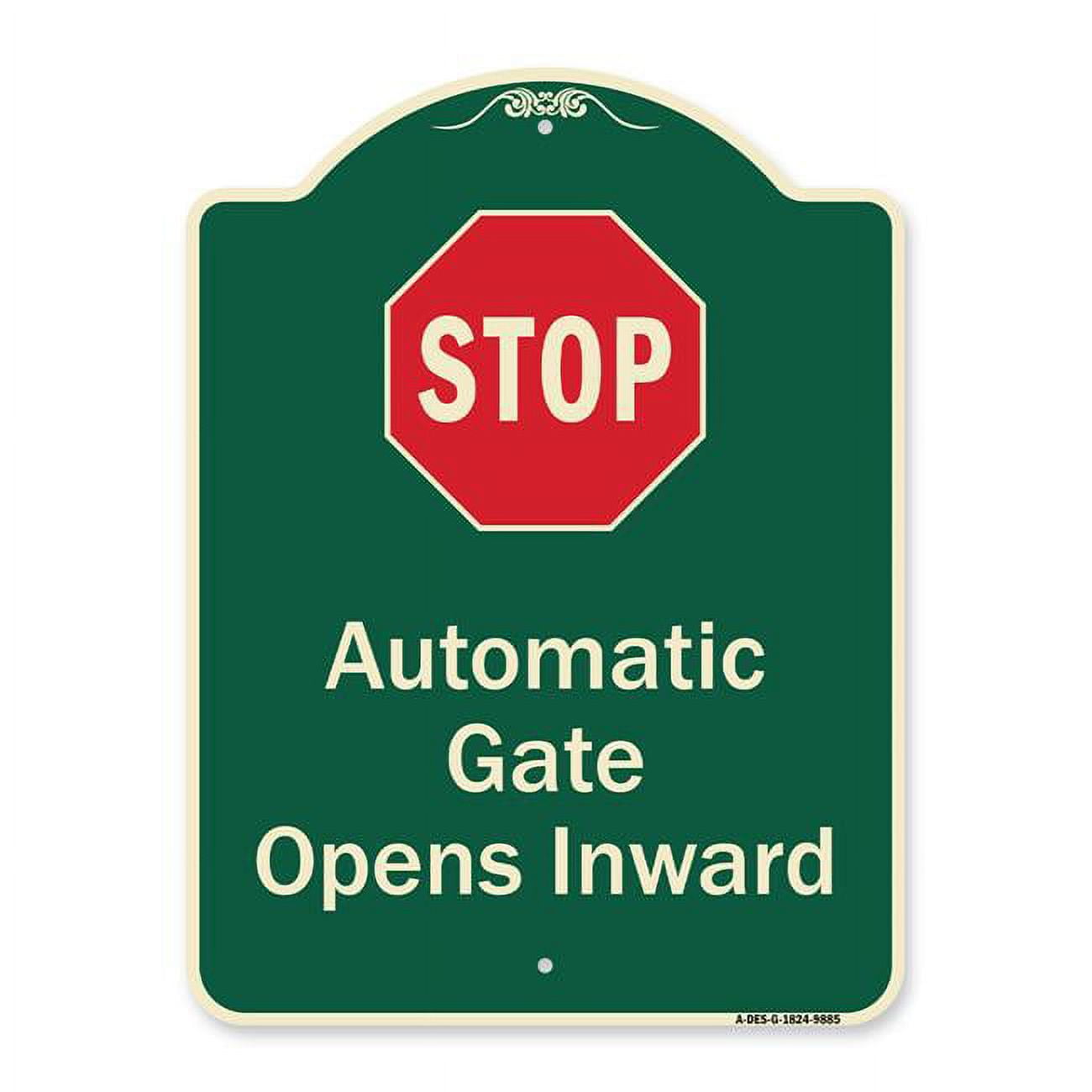 SignMission Designer Series Sign - Stop , Automatic Gate , Opens Inward ...
