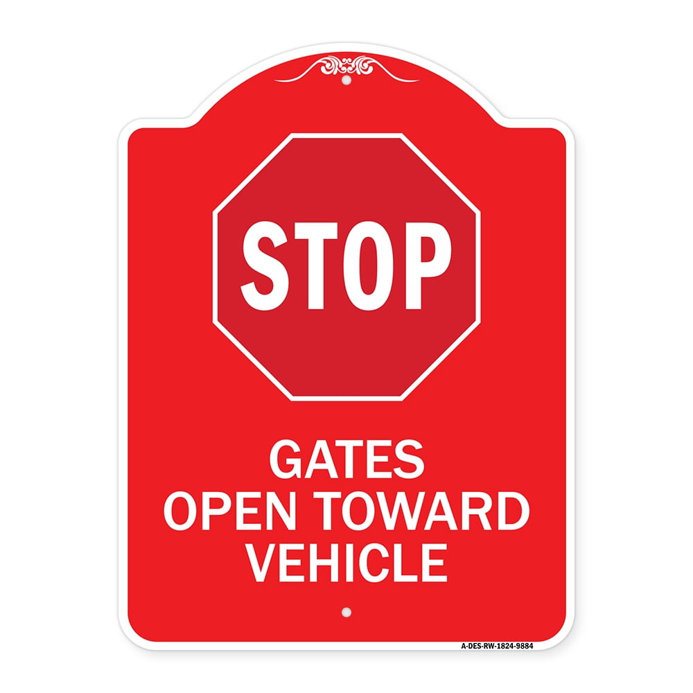 SignMission Designer Series Sign - Stop Gates Open Toward Vehicle | Red ...