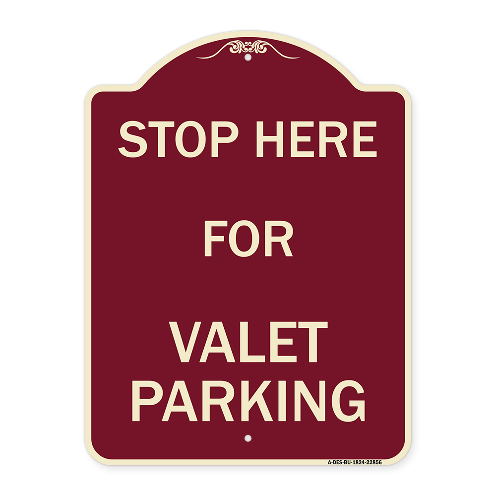 SignMission Designer Series Sign - Stop Here - for Valet Parking ...