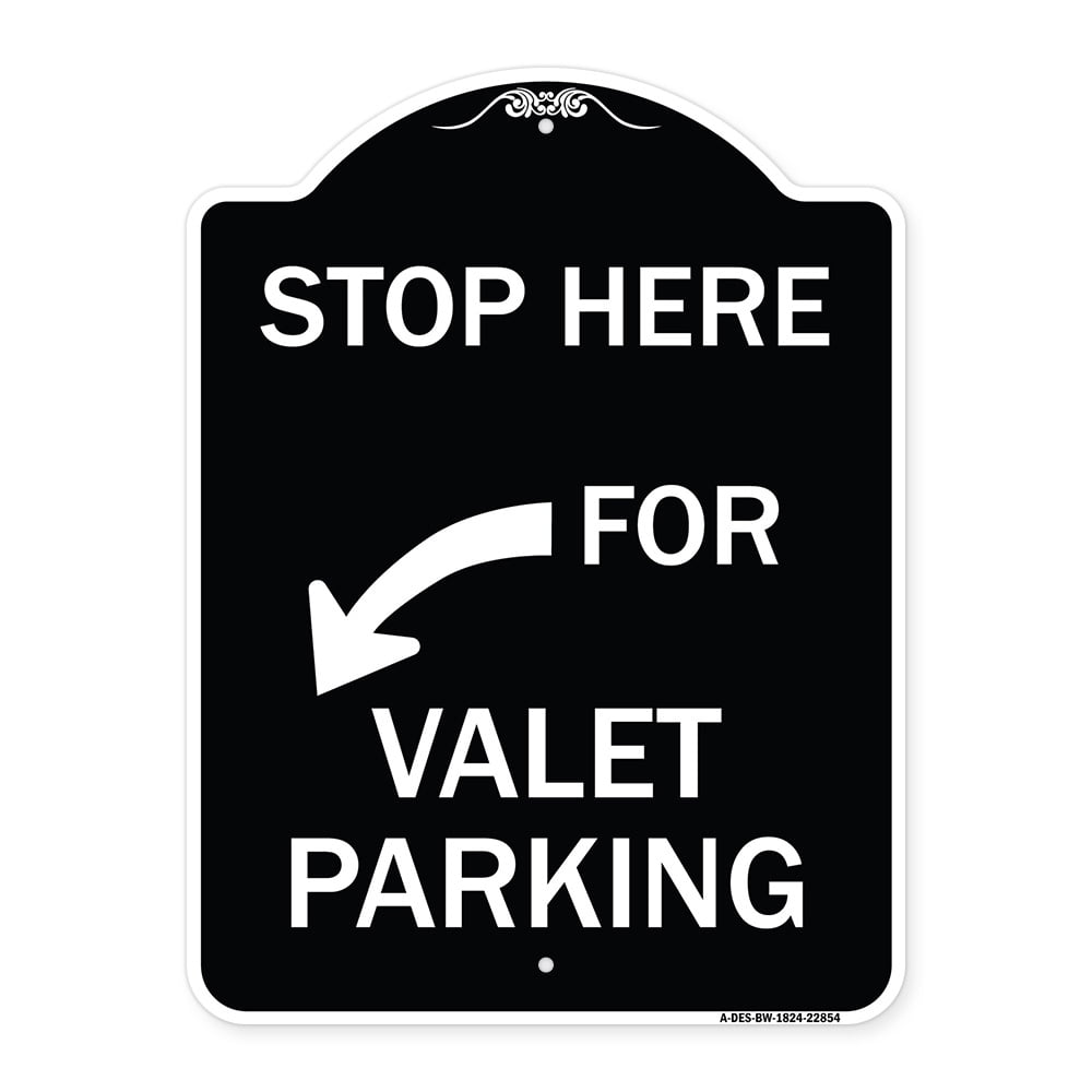 SignMission Designer Series Sign - Stop Here for Valet Parking (Left ...