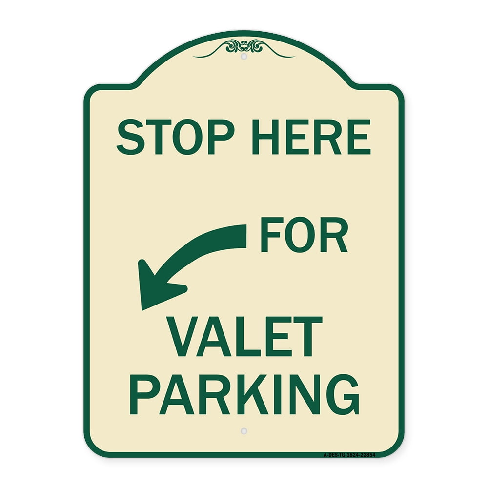SignMission Designer Series Sign - Stop Here for Valet Parking (Left ...
