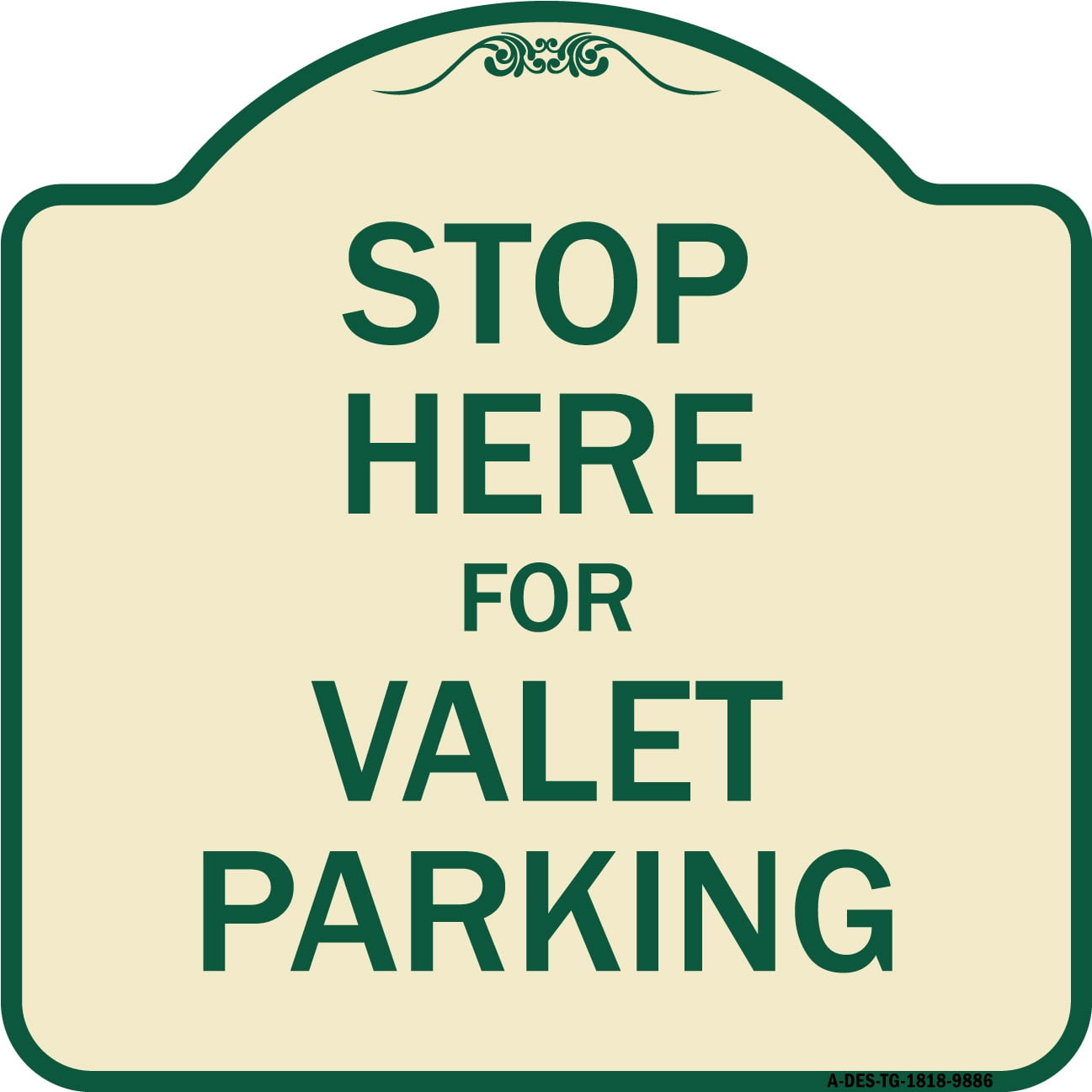 SignMission Designer Series Sign - Stop Here For Valet Parking | Tan ...