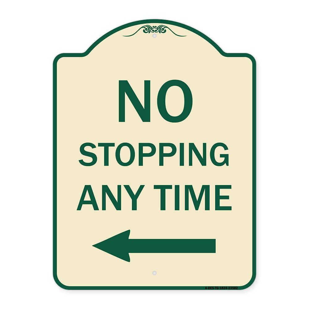SignMission Designer Series Sign - No Stopping Anytime with Arrow | Tan ...