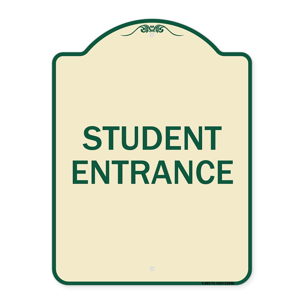 SignMission Designer Series Sign - Student Entrance | Tan & Green 18" x ...