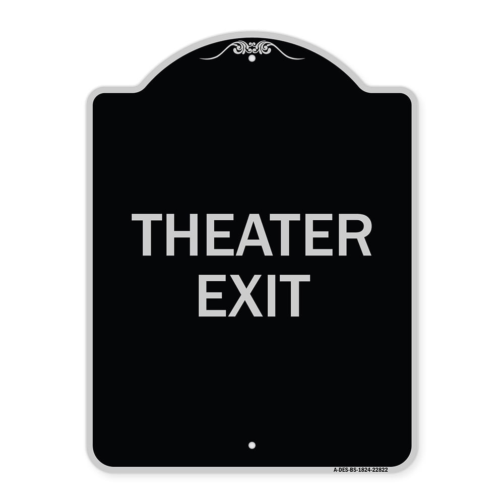 SignMission Designer Series Sign - Theater Exit | Black & Silver 18" x ...