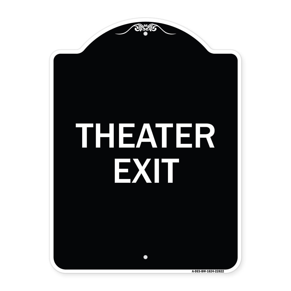 SignMission Designer Series Sign - Theater Exit | Black & White 18" x ...
