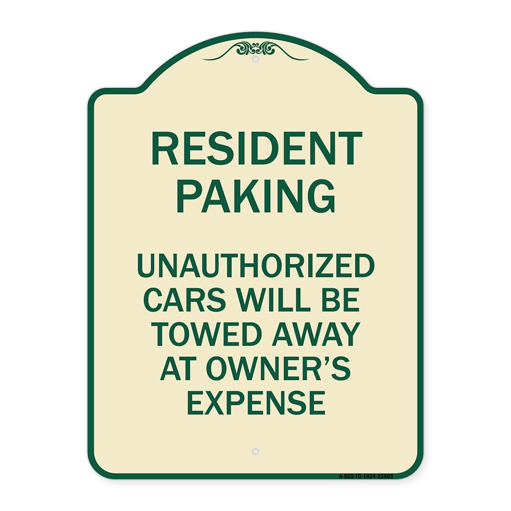 SignMission Designer Series Sign - Tow Away Sign Resident Parking ...