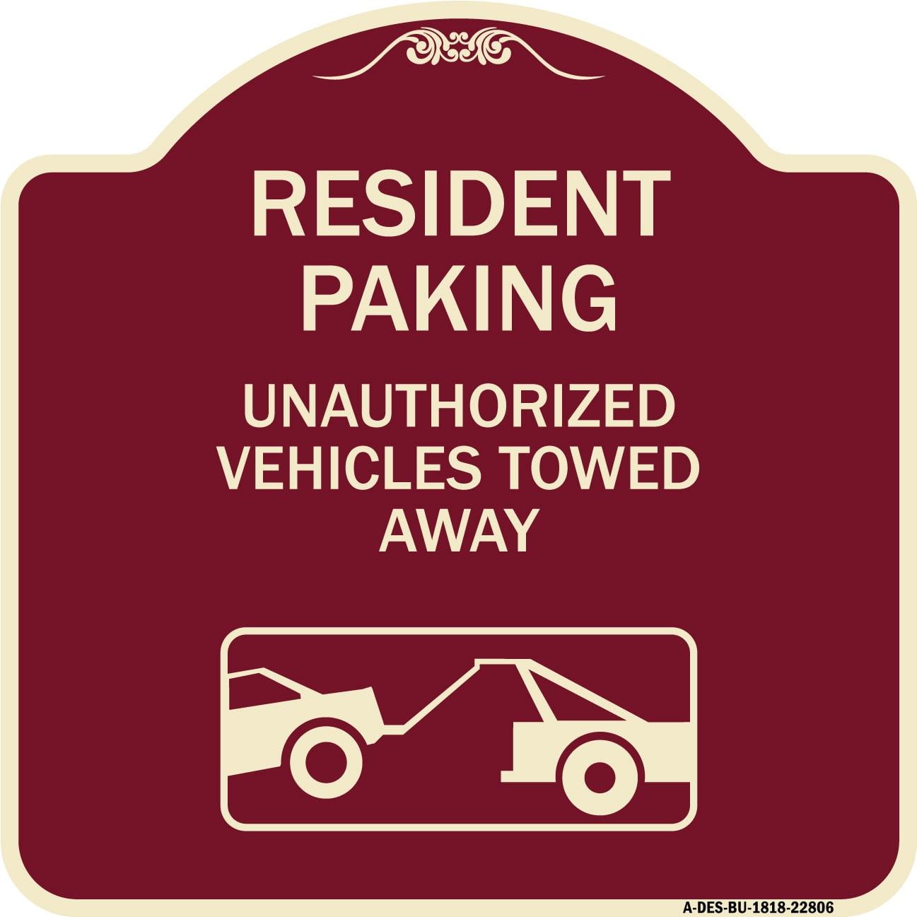 SignMission Designer Series Sign - Tow Away Sign Resident Parking ...