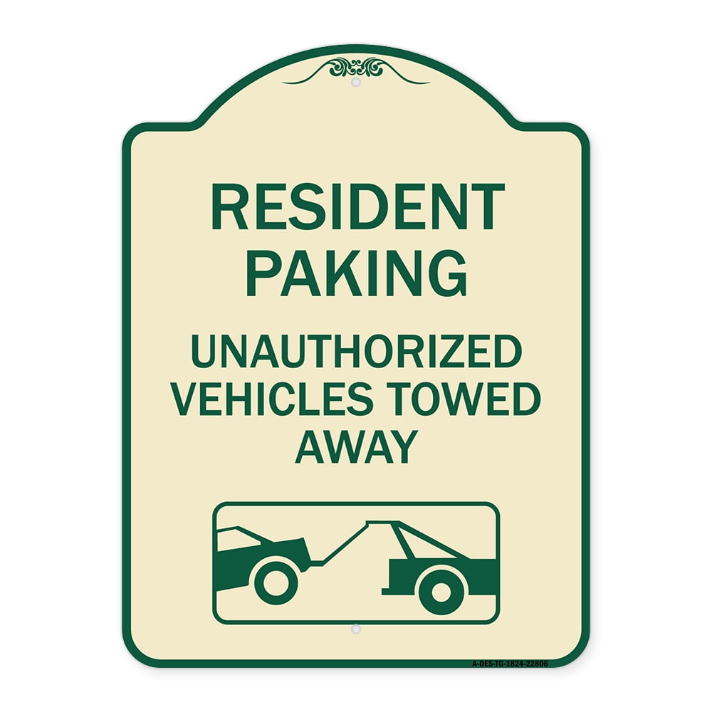 SignMission Designer Series Sign - Tow Away Sign Resident Parking ...