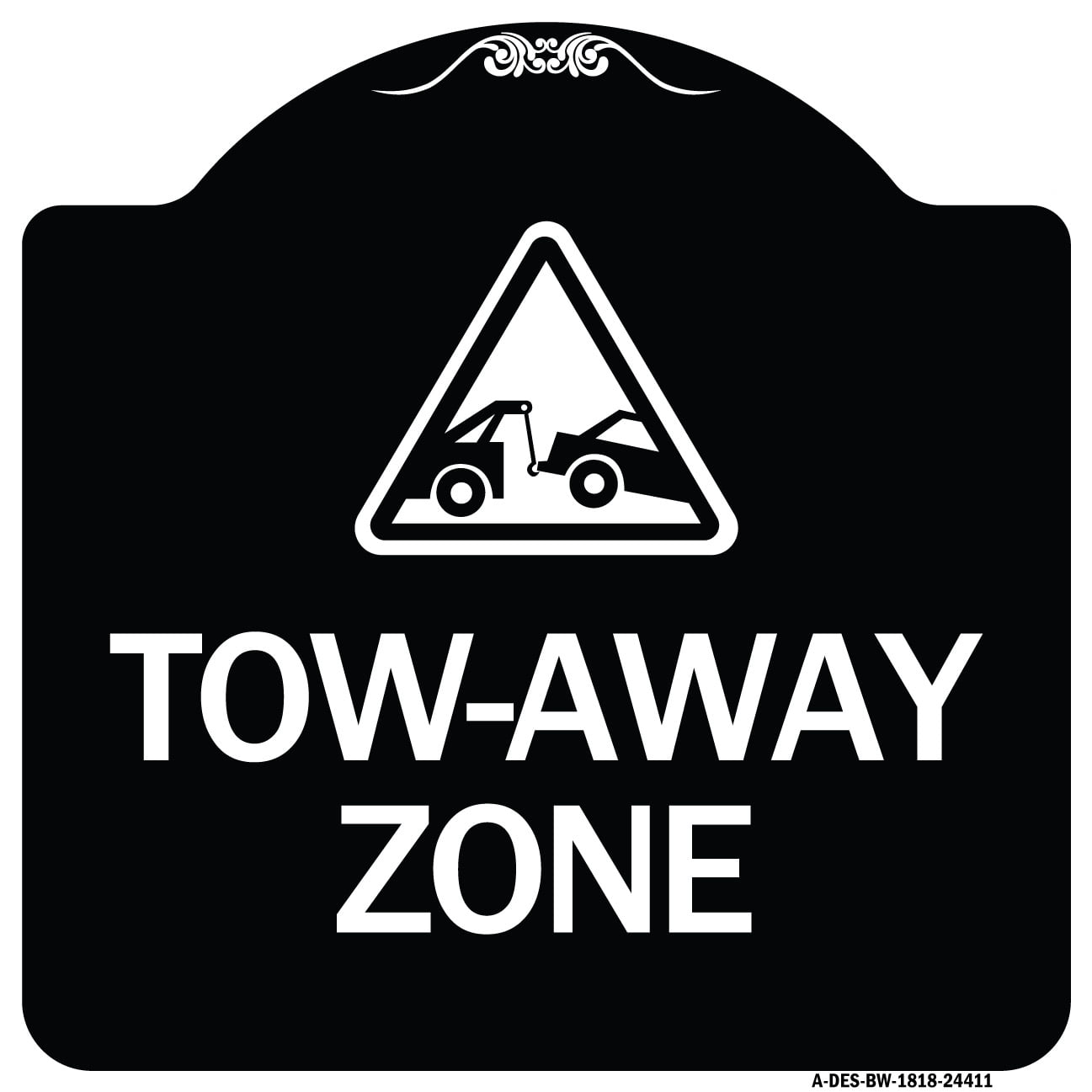 SignMission Designer Series Sign - Tow-Away Zone with Graphic | Black ...