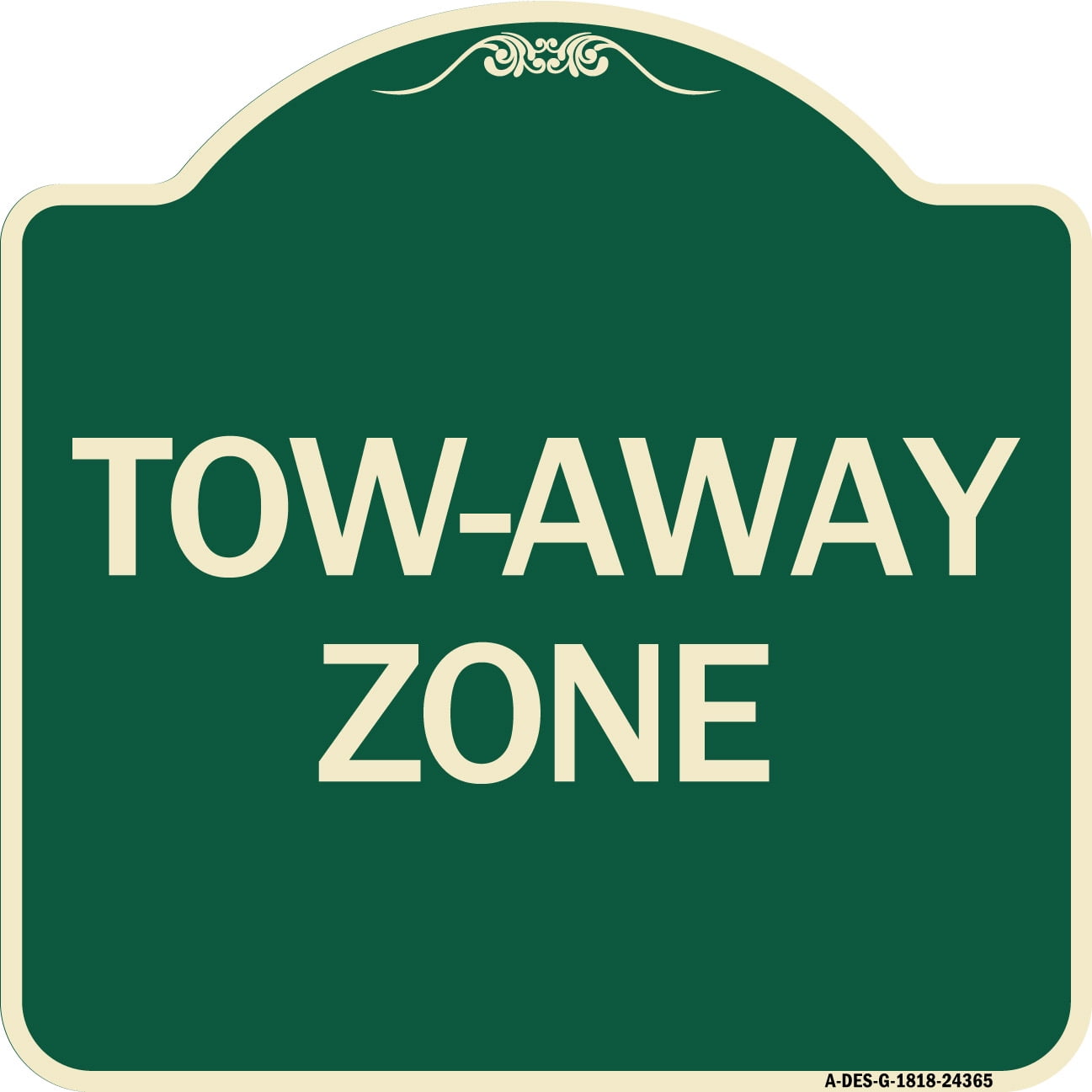 SignMission Designer Series Sign - Tow-Away Zone | Green & Tan 18" X 18 ...