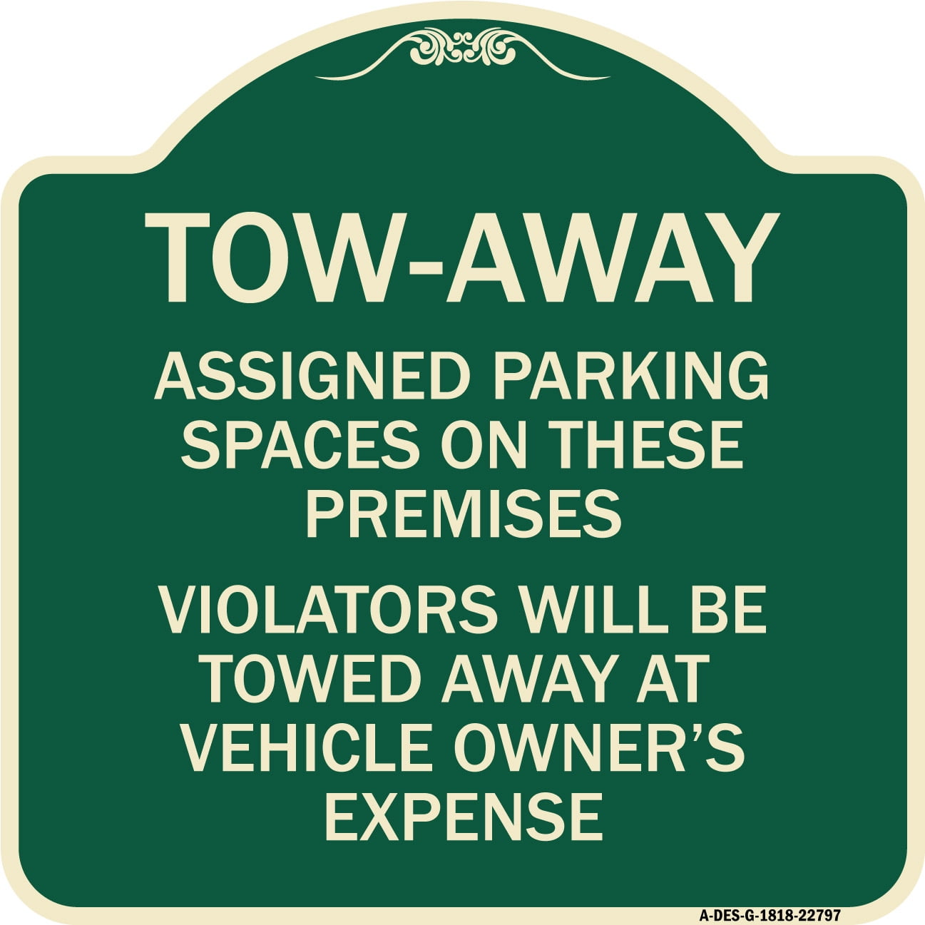SignMission Designer Series Sign - Tow Zone Assigned Parking Spaces on ...