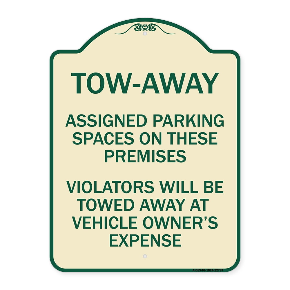 SignMission Designer Series Sign - Tow Zone Assigned Parking Spaces on ...