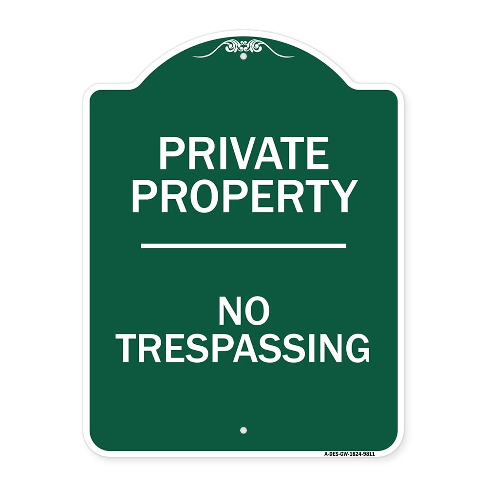 SignMission Designer Series Sign - No Trespassing | Green & White 18" x ...