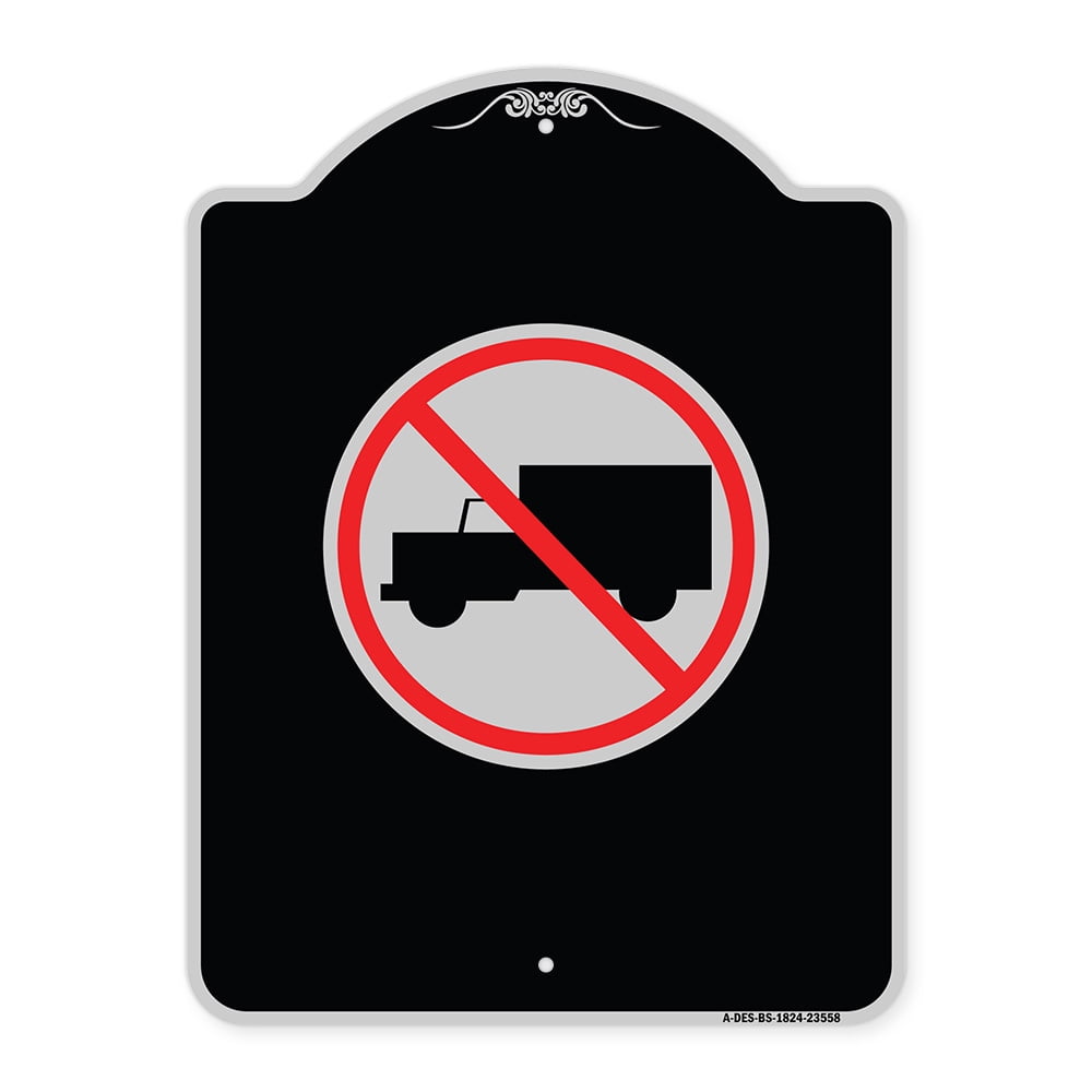SignMission Designer Series Sign - No Truck Symbol | Black & Silver 18 ...