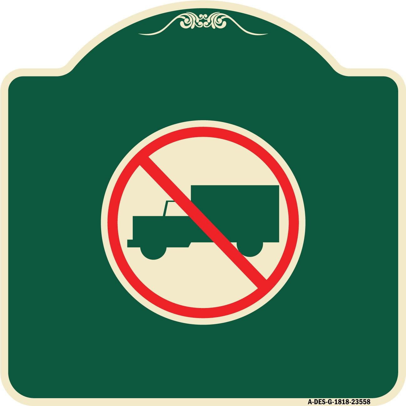 SignMission Designer Series Sign - No Truck Symbol | Green & Tan 18" X ...