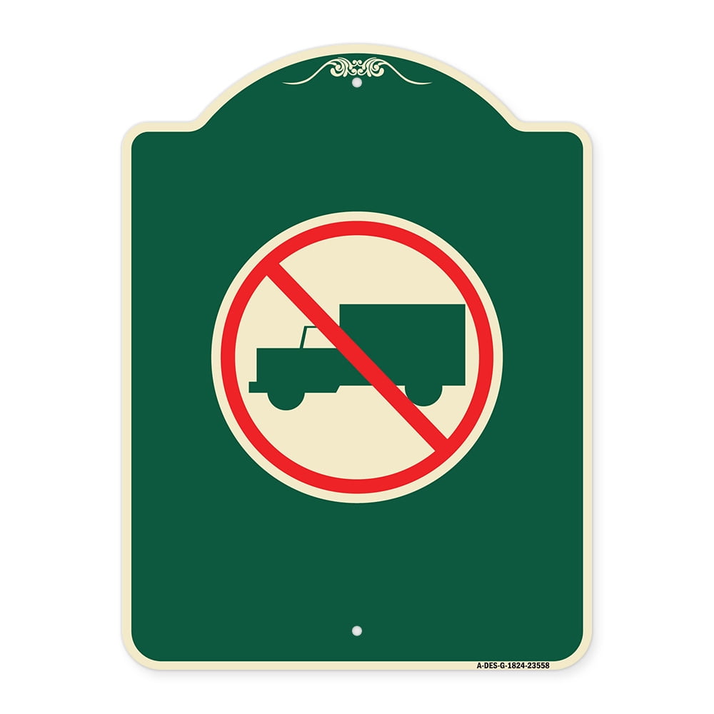 SignMission Designer Series Sign - No Truck Symbol | Green & Tan 18" x ...