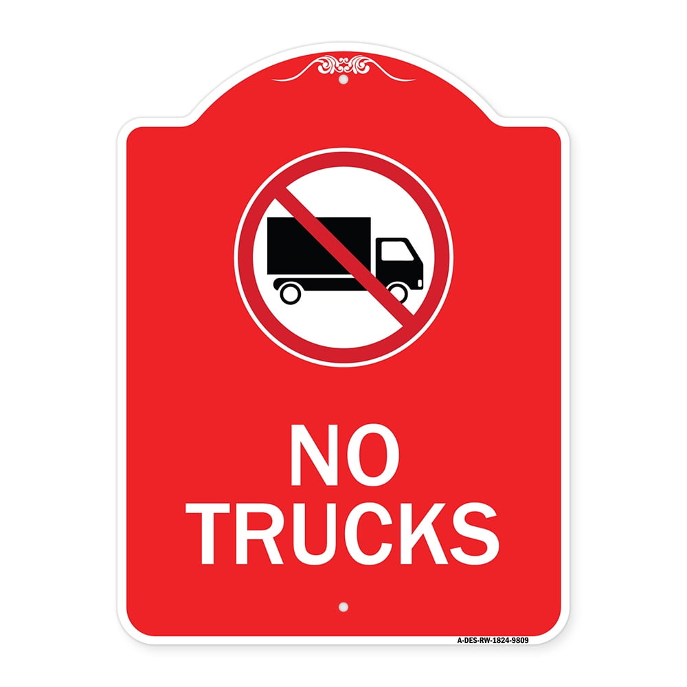 SignMission Designer Series Sign - No Trucks With Graphic | Red & White ...