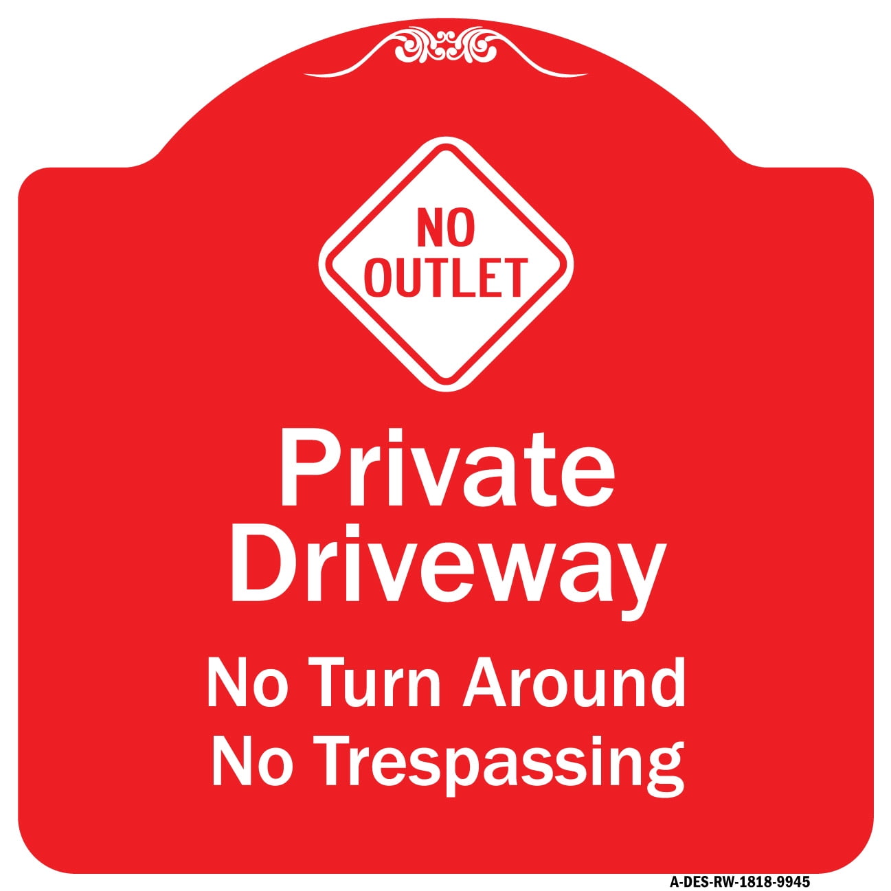 SignMission Designer Series Sign - No Turn Around Or Trespassing With ...