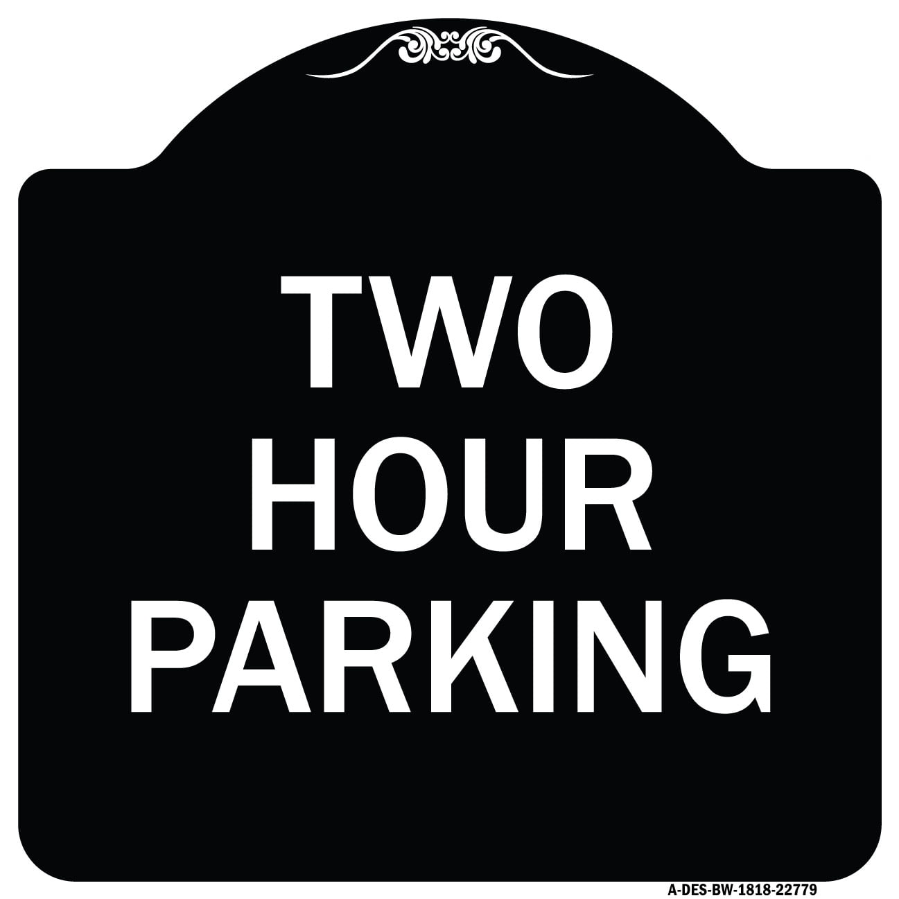 SignMission Designer Series Sign - Two Hour Parking | Black & White 18 ...
