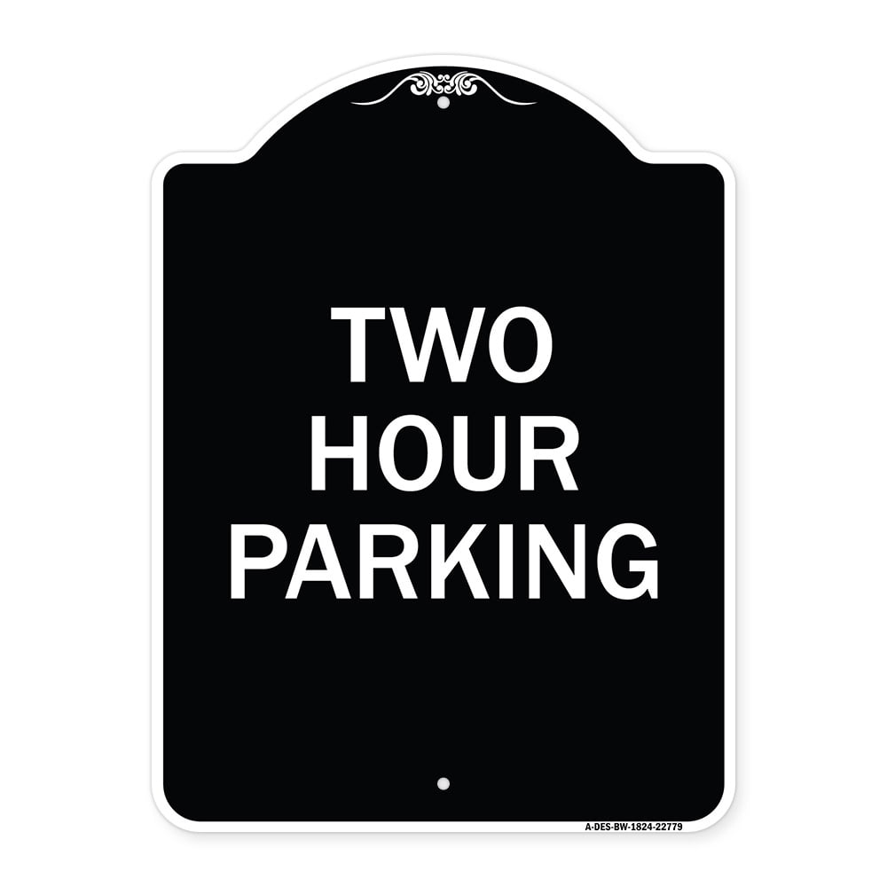 SignMission Designer Series Sign - Two Hour Parking | Black & White 18 ...
