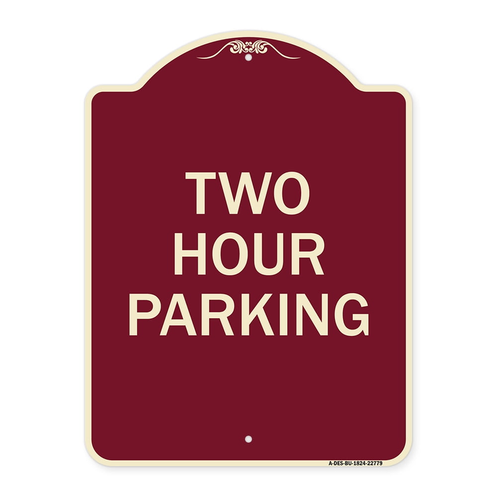 SignMission Designer Series Sign - Two Hour Parking | Burgundy 18" x 24 ...