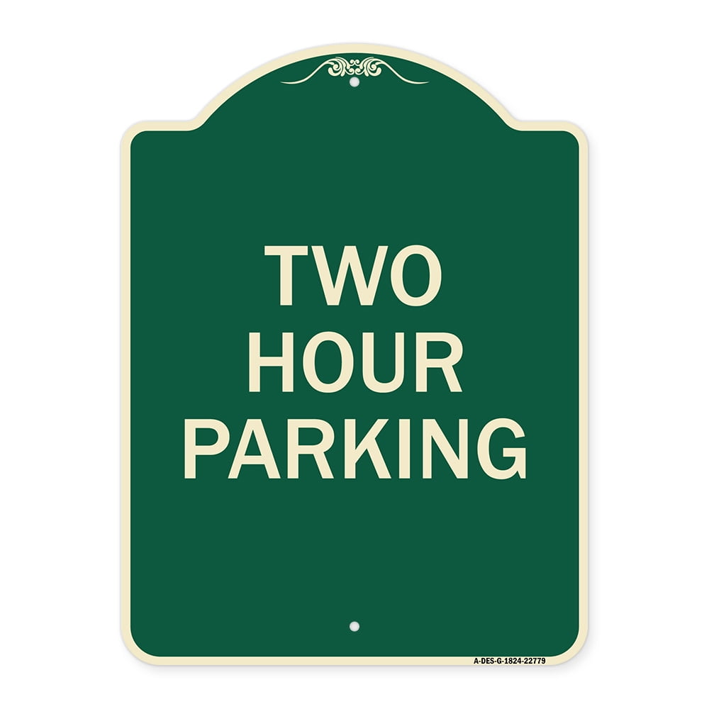 SignMission Designer Series Sign - Two Hour Parking | Green & Tan 18" x ...