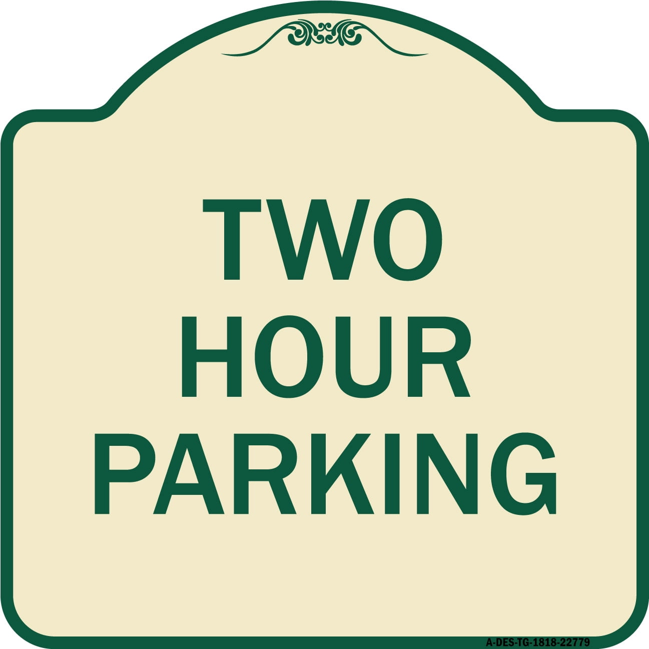 SignMission Designer Series Sign - Two Hour Parking | Tan & Green 18" X ...