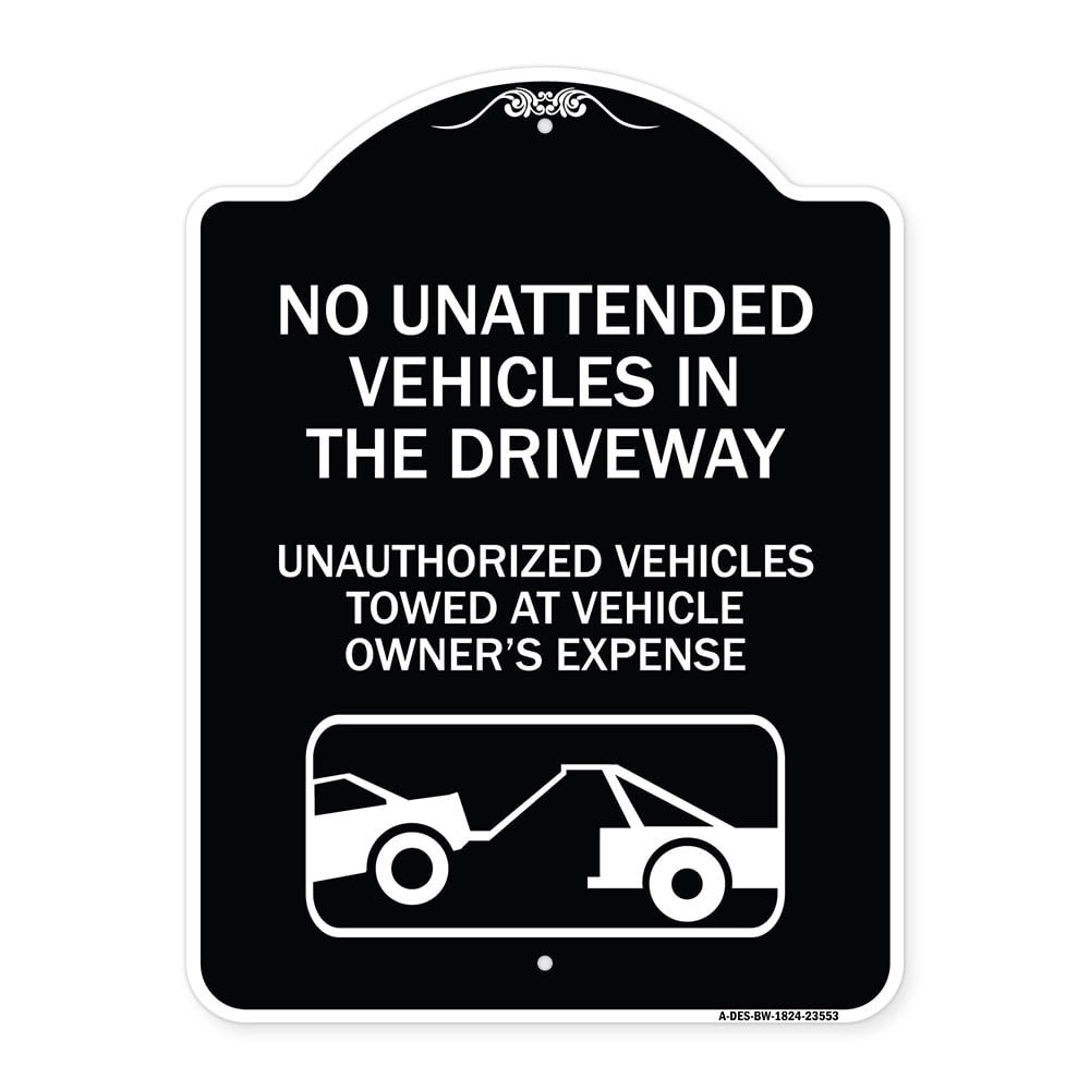 SignMission Designer Series Sign - No Unattended Vehicles in the ...