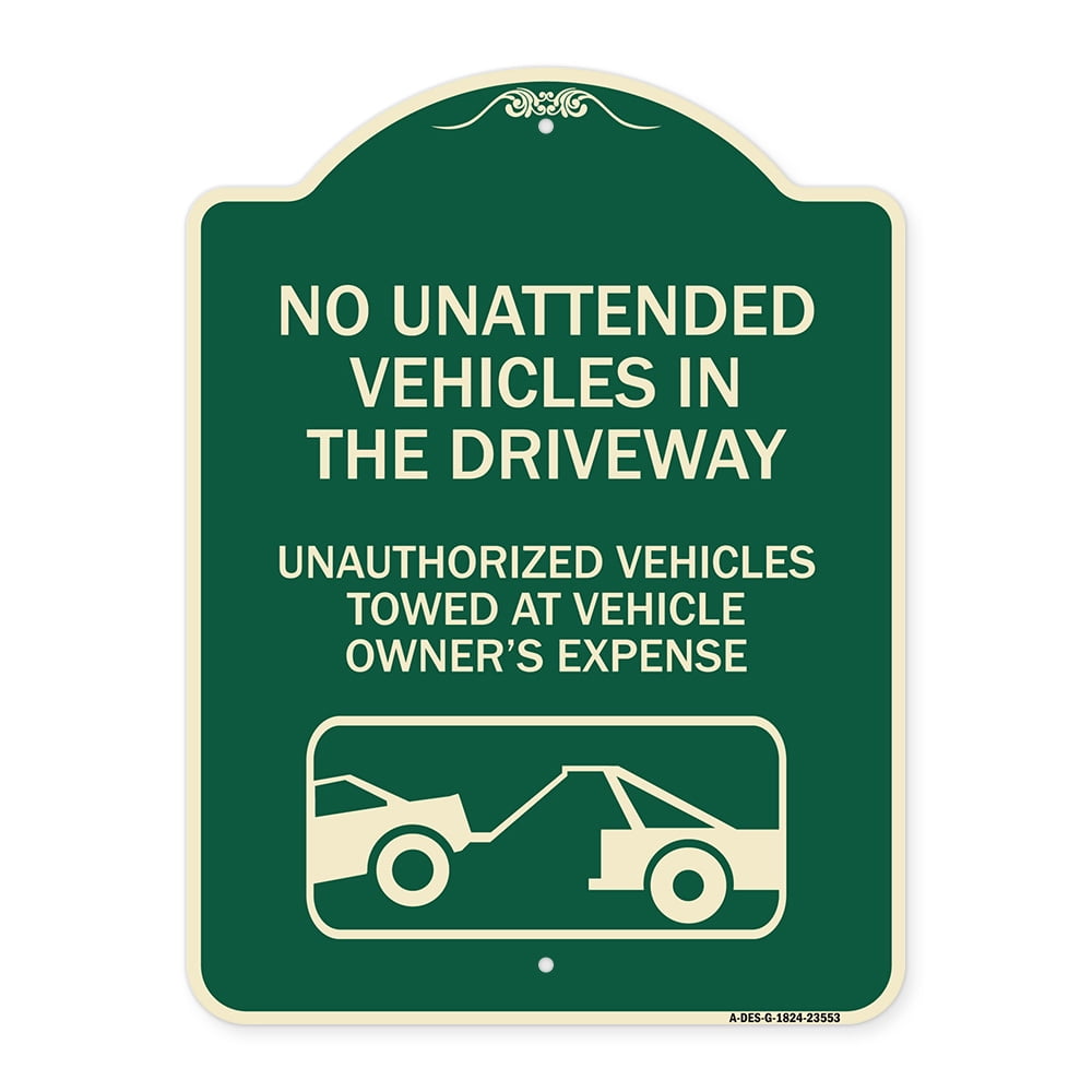 SignMission Designer Series Sign - No Unattended Vehicles in the ...