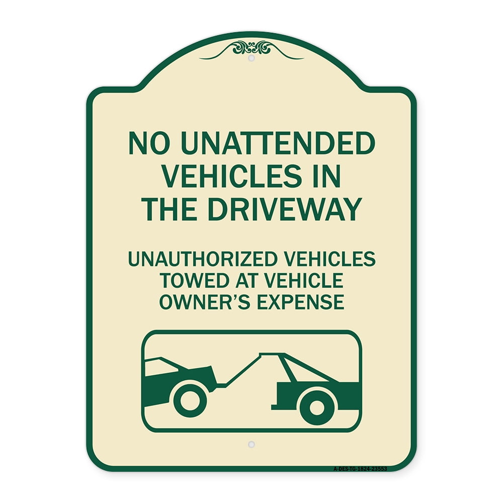 SignMission Designer Series Sign - No Unattended Vehicles in the ...