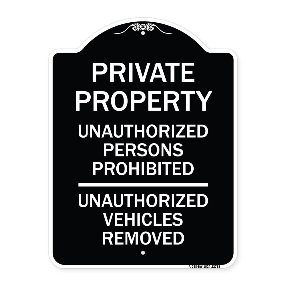 SignMission Designer Series Sign - Unauthorized Persons Prohibited ...