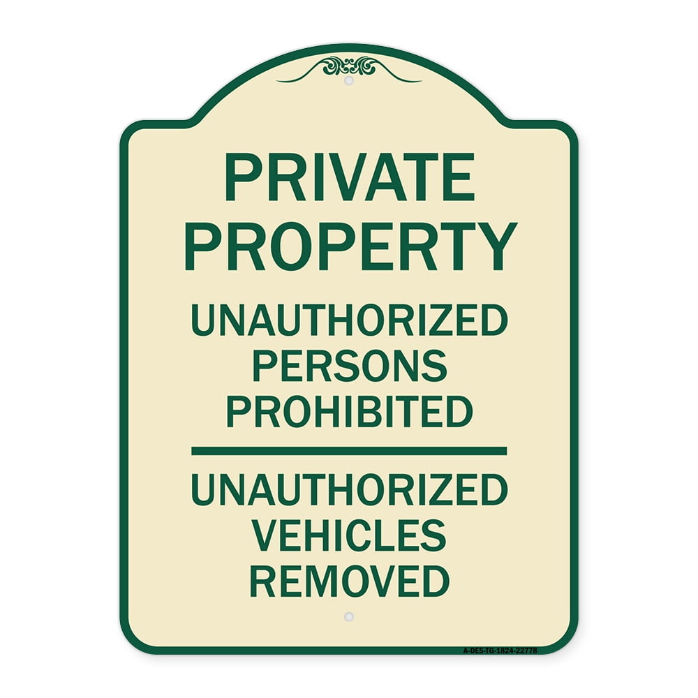 SignMission Designer Series Sign - Unauthorized Persons Prohibited ...