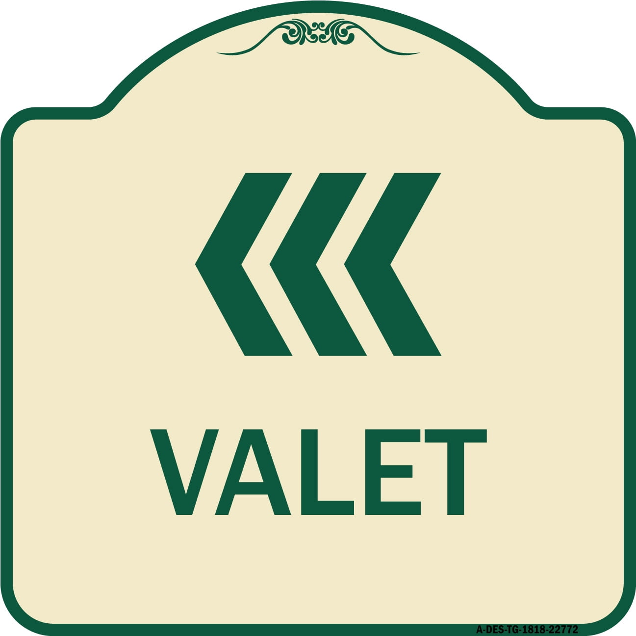 SignMission Designer Series Sign - Valet Left Arrow | Tan & Green 18" X ...