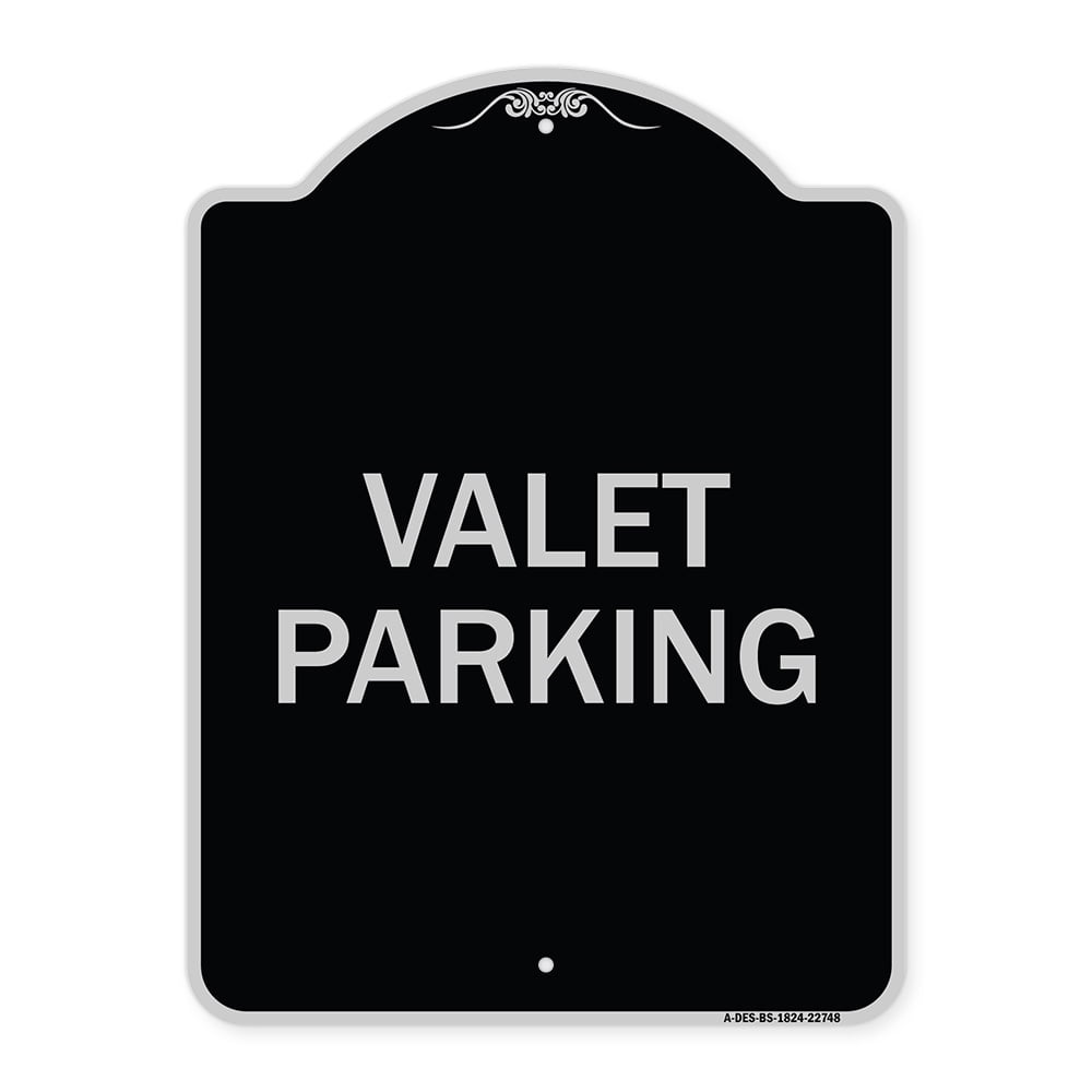 SignMission Designer Series Sign - Valet Parking | Black & Silver 18" x ...
