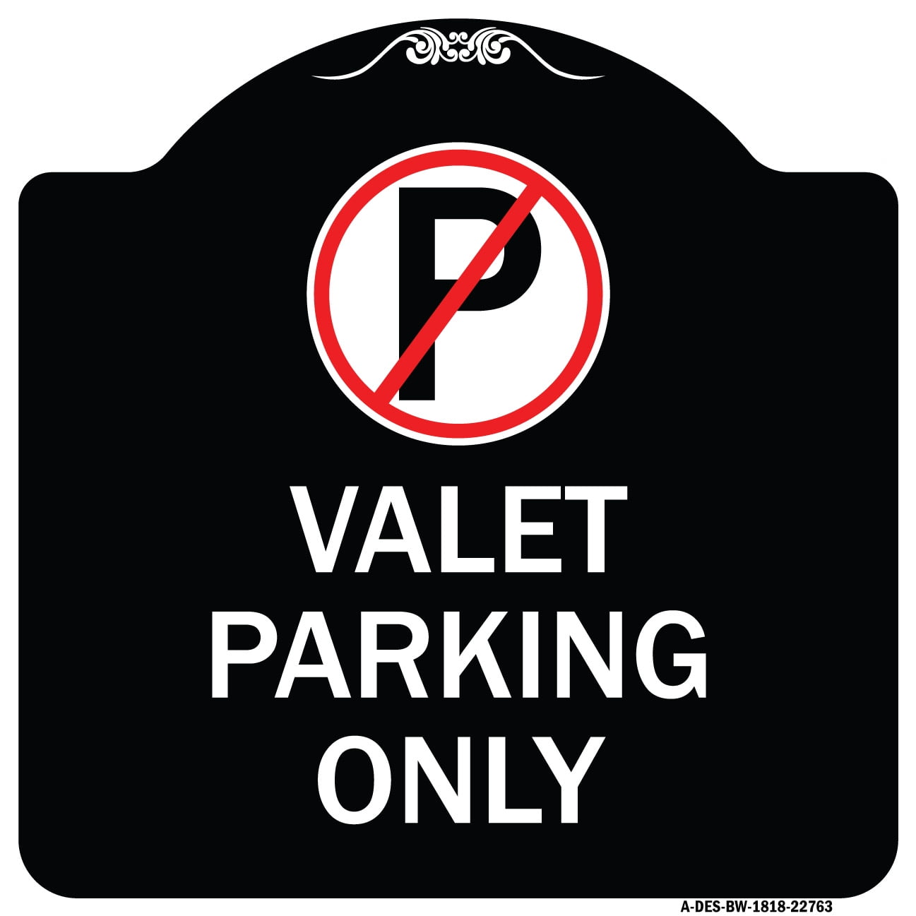SignMission Designer Series Sign - Valet Parking Only | Black & White ...
