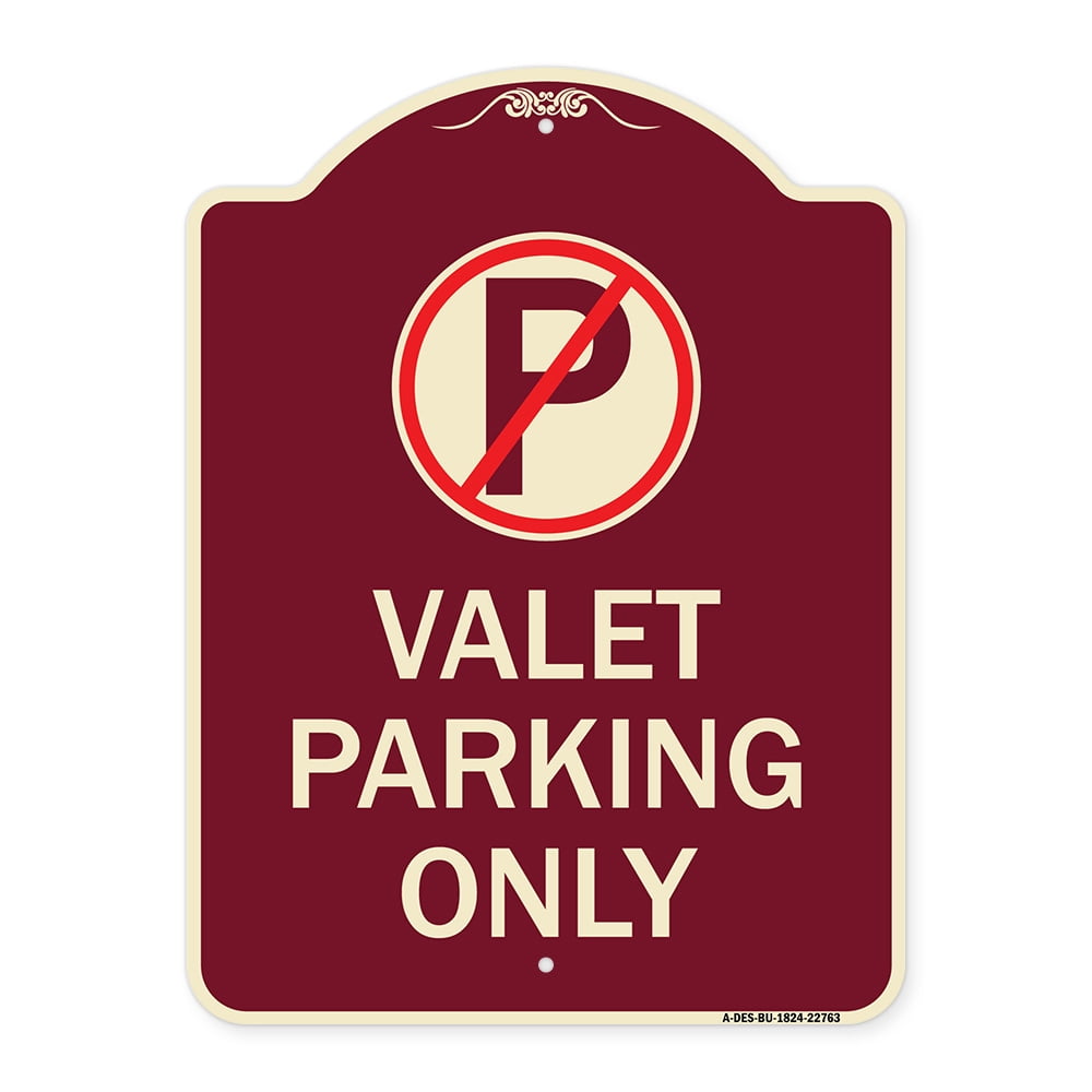 SignMission Designer Series Sign - Valet Parking Only | Burgundy 18" x ...