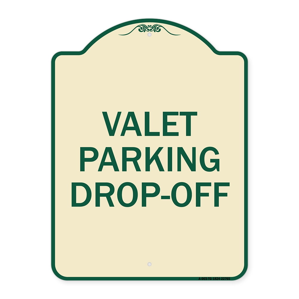 SignMission Designer Series Sign - Valet Parking Drop-Off | Tan & Green ...