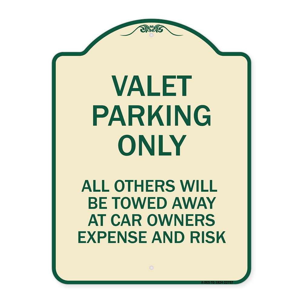 SignMission Designer Series Sign - Valet Parking Only All Others Towed ...