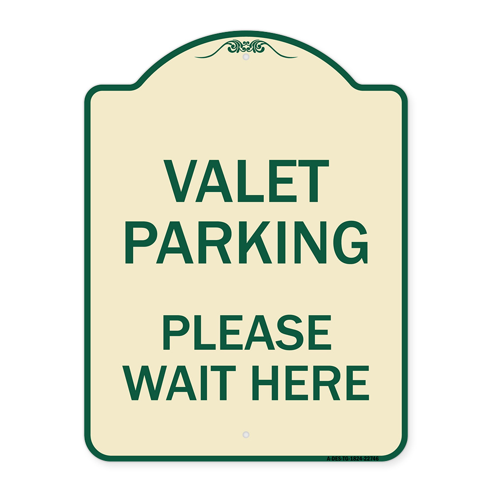 SignMission Designer Series Sign - Valet Parking Please Wait Here | Tan ...