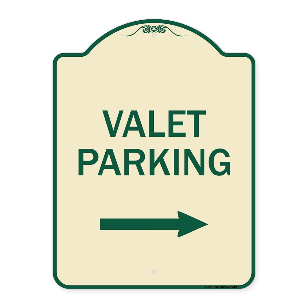 SignMission Designer Series Sign - Valet Parking with Right Arrow | Tan ...