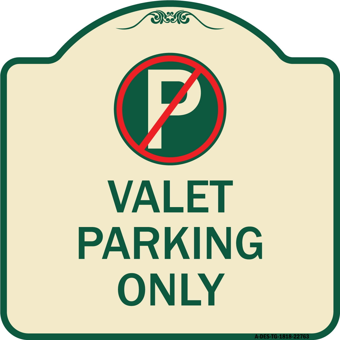 SignMission Designer Series Sign - Valet Parking Only | Tan & Green 18 ...