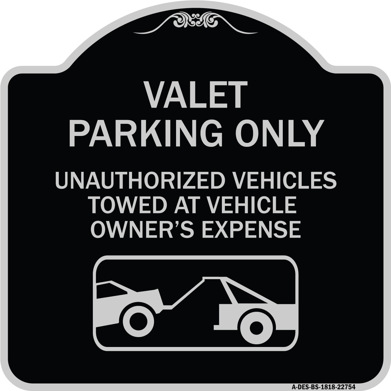 SignMission Designer Series Sign - Valet Parking Only Unauthorized ...