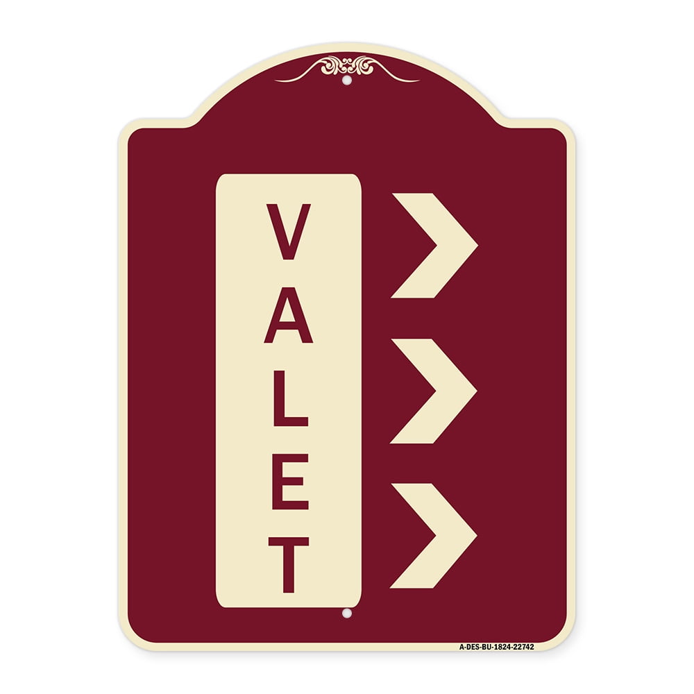 SignMission Designer Series Sign - Valet Right Arrow | Burgundy 18" x ...