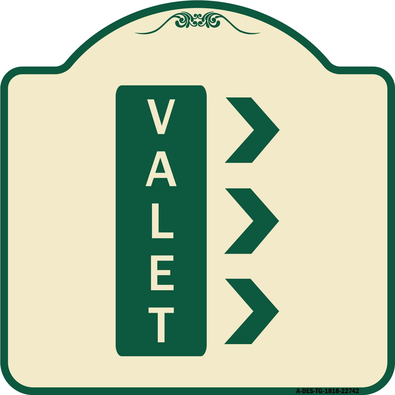 SignMission Designer Series Sign - Valet Right Arrow | Tan & Green 18 ...