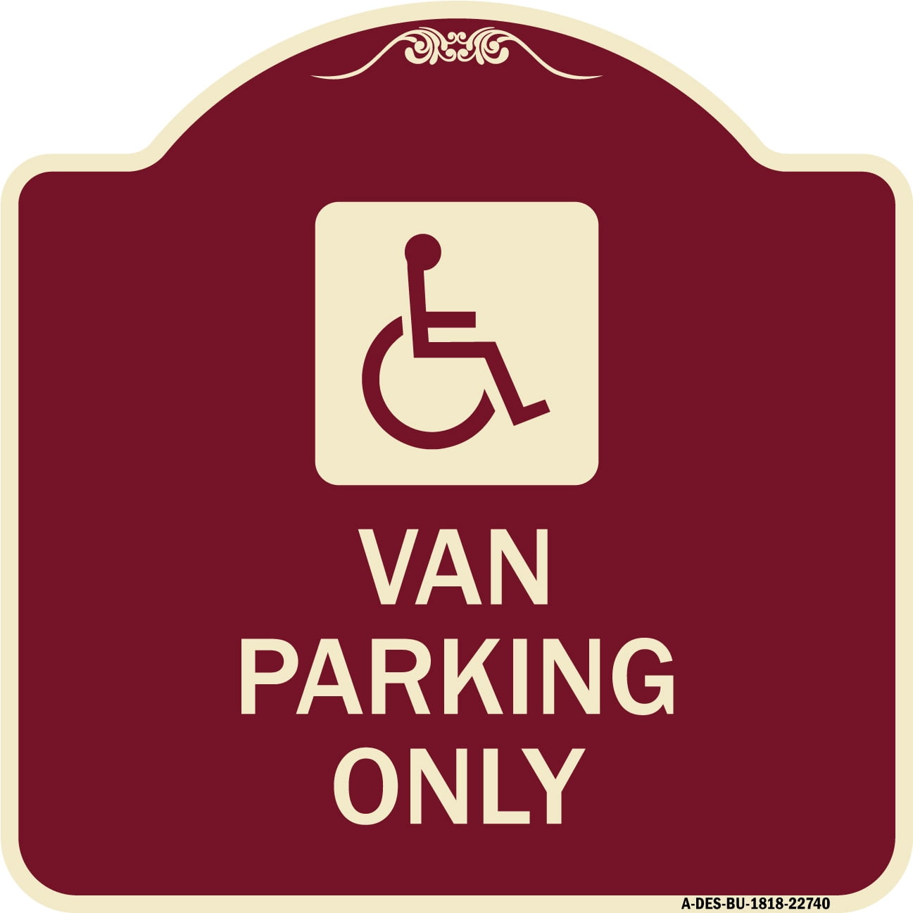 SignMission Designer Series Sign - Van Parking Only (With Handicap ...